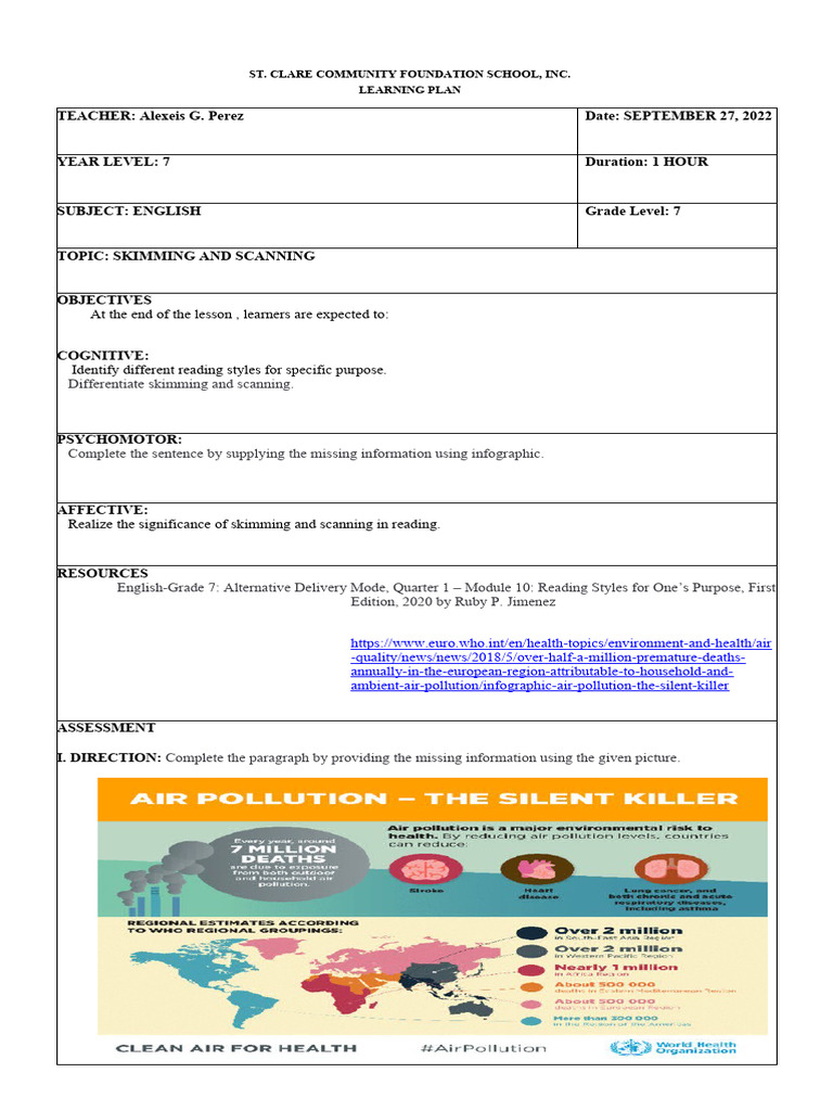 SLP-in-English-7-Lesson-7 | PDF | Speed Reading | Air Pollution
