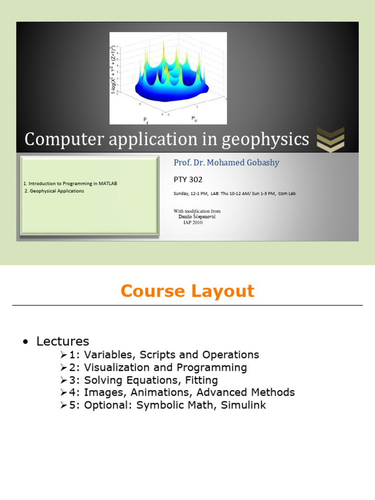 Pty 302 L1 Spring 2018 Pdf Matrix Mathematics Matlab 4322