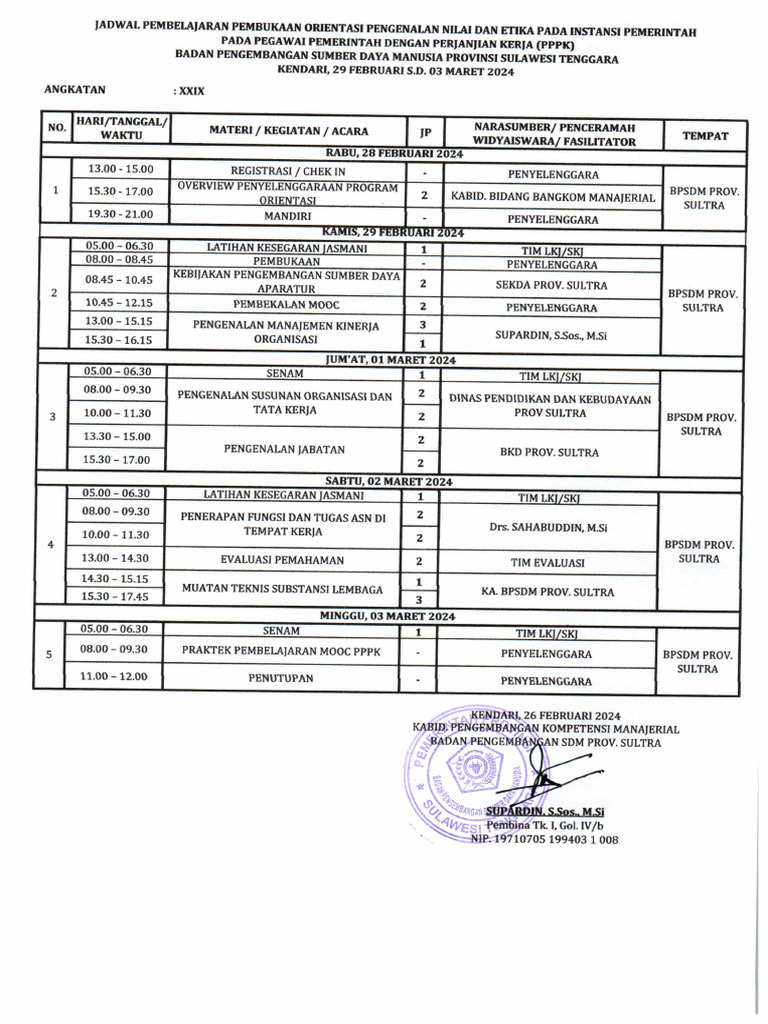 JAdwal Pembelajaran p3k Gel 4 THN 2024 | PDF