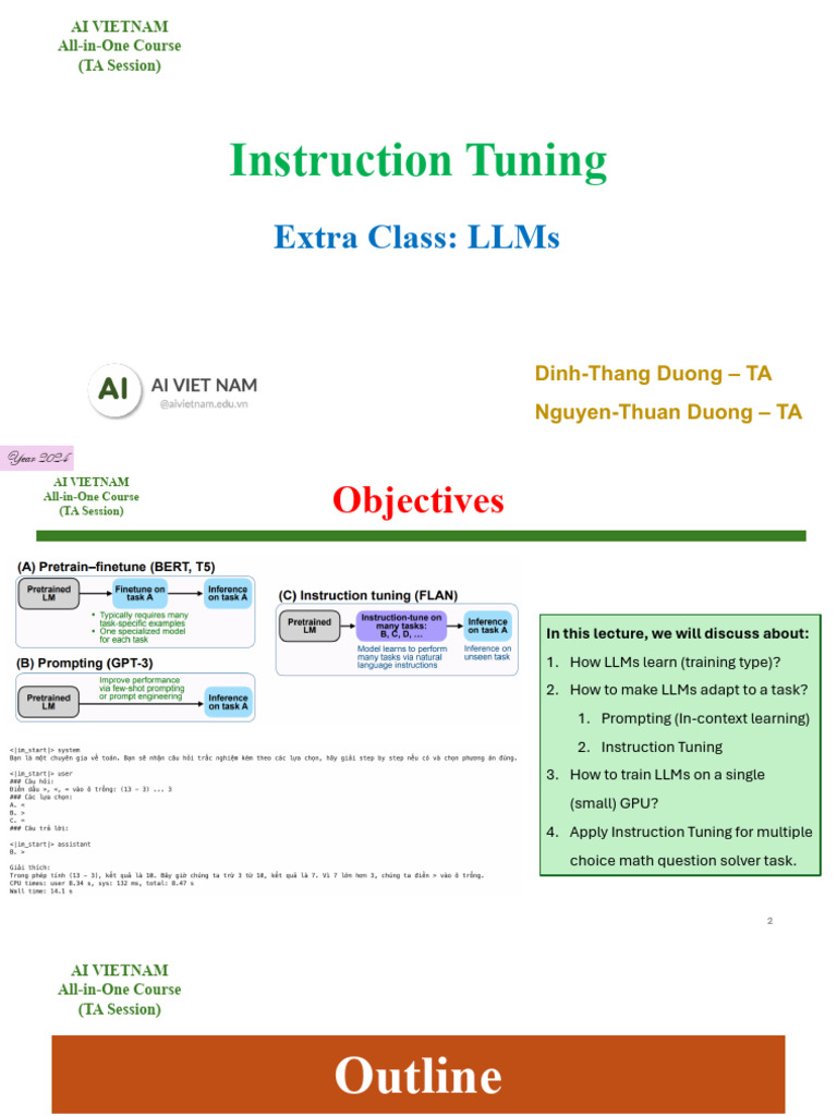 AIO2023 Module9 Extra LLMs Instruction Finetuning 130424 | PDF ...