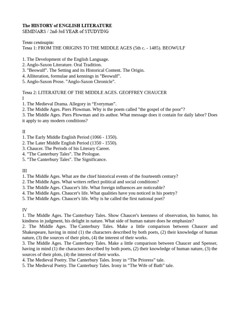 Early English Literature Overview | PDF | Romanticism | Victorian ...