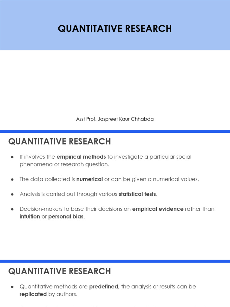 Quantitative Research: Asst Prof. Jaspreet Kaur Chhabda | PDF ...