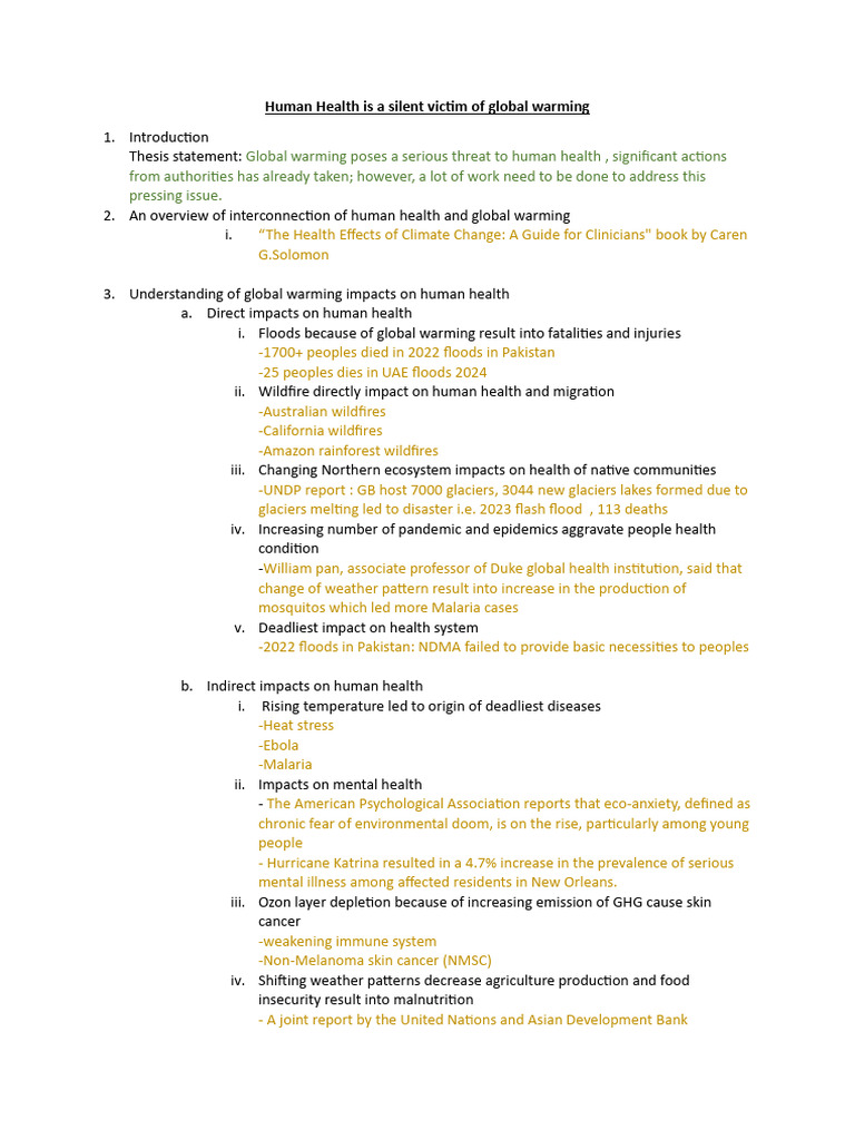 Global Warming's Impact on Human Health | PDF | Climate Change ...