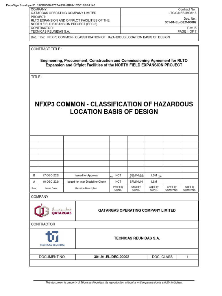 301-91-EL-DEC-00002 - Classification Hazardous Location Basis of Design ...