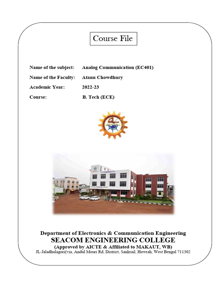 Analog Communication Course File | PDF | Modulation | Frequency Modulation