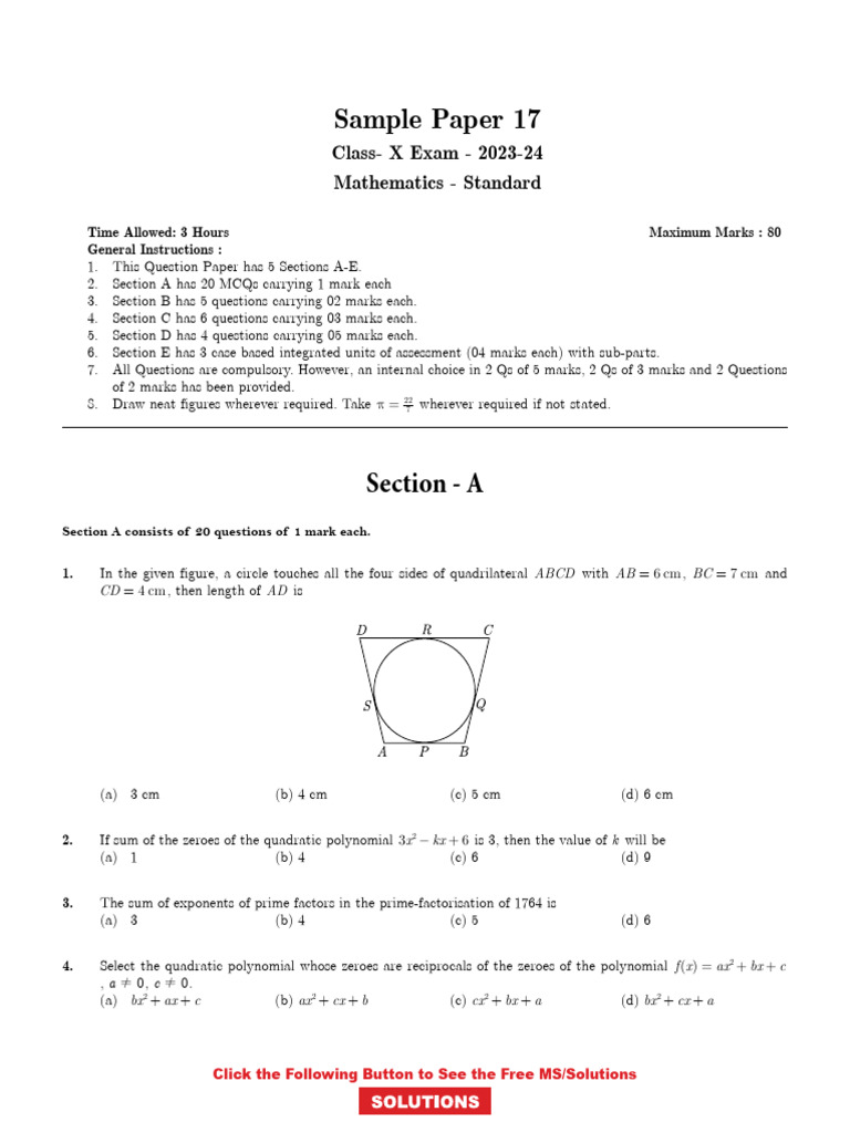 Cbjemapu 17 | PDF | Quadratic Equation | Mathematical Concepts
