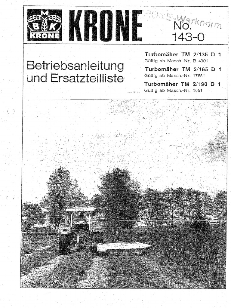 Manual Cositoare Krone tm190 | PDF