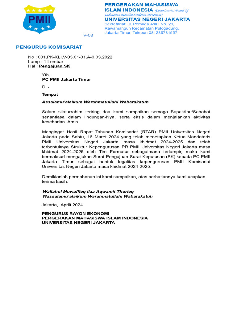 Surat Pengajuan SK | PDF