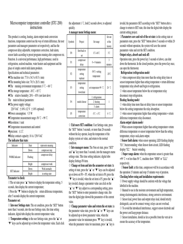 Temperature Controller stc200 | PDF | Thermostat | Relay