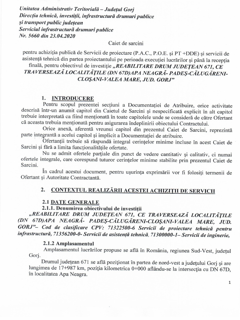 Caiet de Sarcini Proiectare DJ671 | PDF