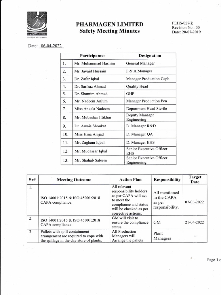 April Safety Committee MOM | PDF