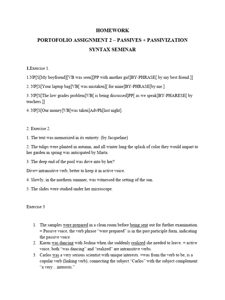 Homework Syntax 3 Pdf Verb Syntax
