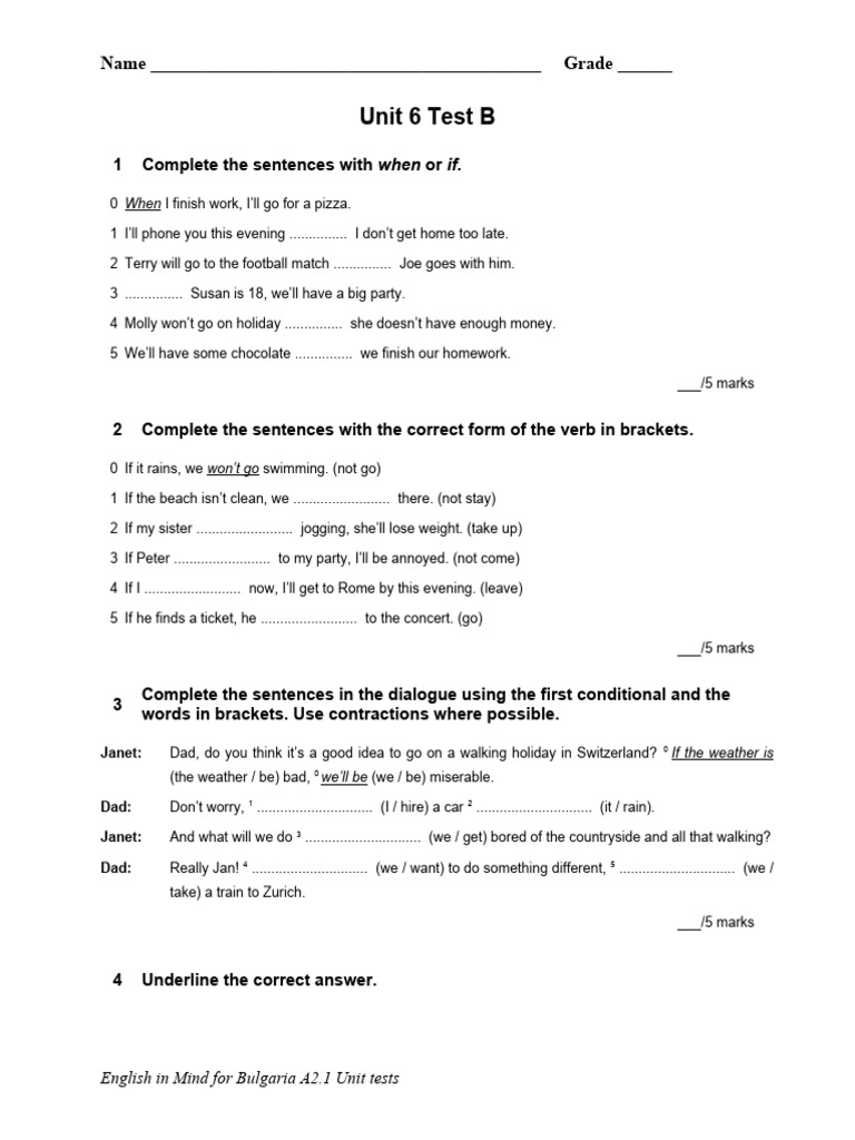 English in Mind A2-1 Unit 6 Test B | PDF English in Mind A2-1 Unit 6 Test B | PDF