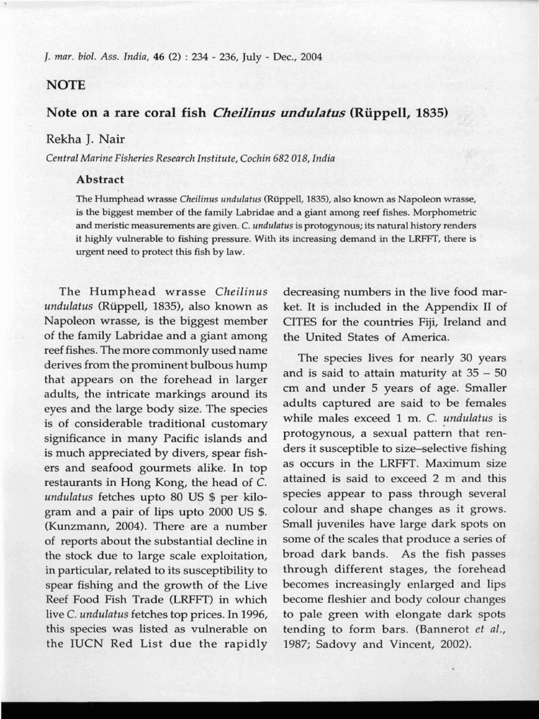 Karakter Morfometrik dan Merisitk_Napoleon | PDF | Fish