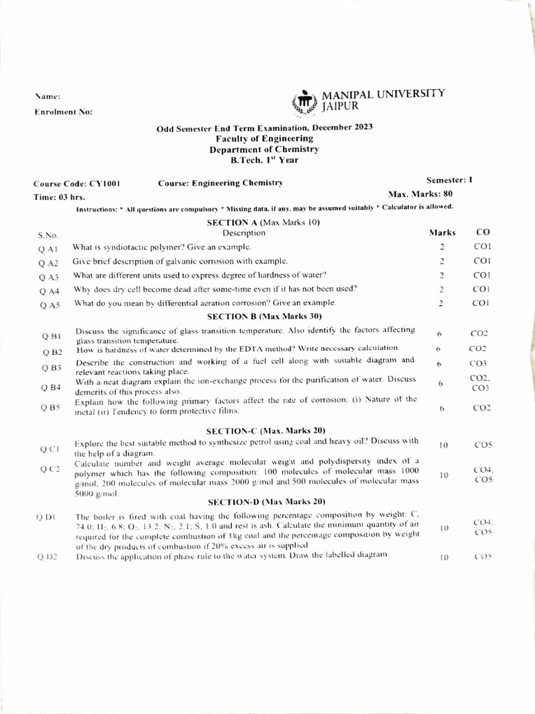 Manipal University Exam Papers 2023 | PDF | Caffeine | Integer ...