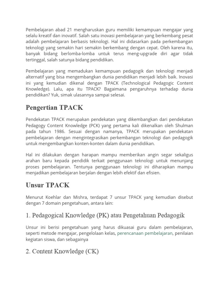 Sintaks TPACK | PDF | Karier & Perkembangan
