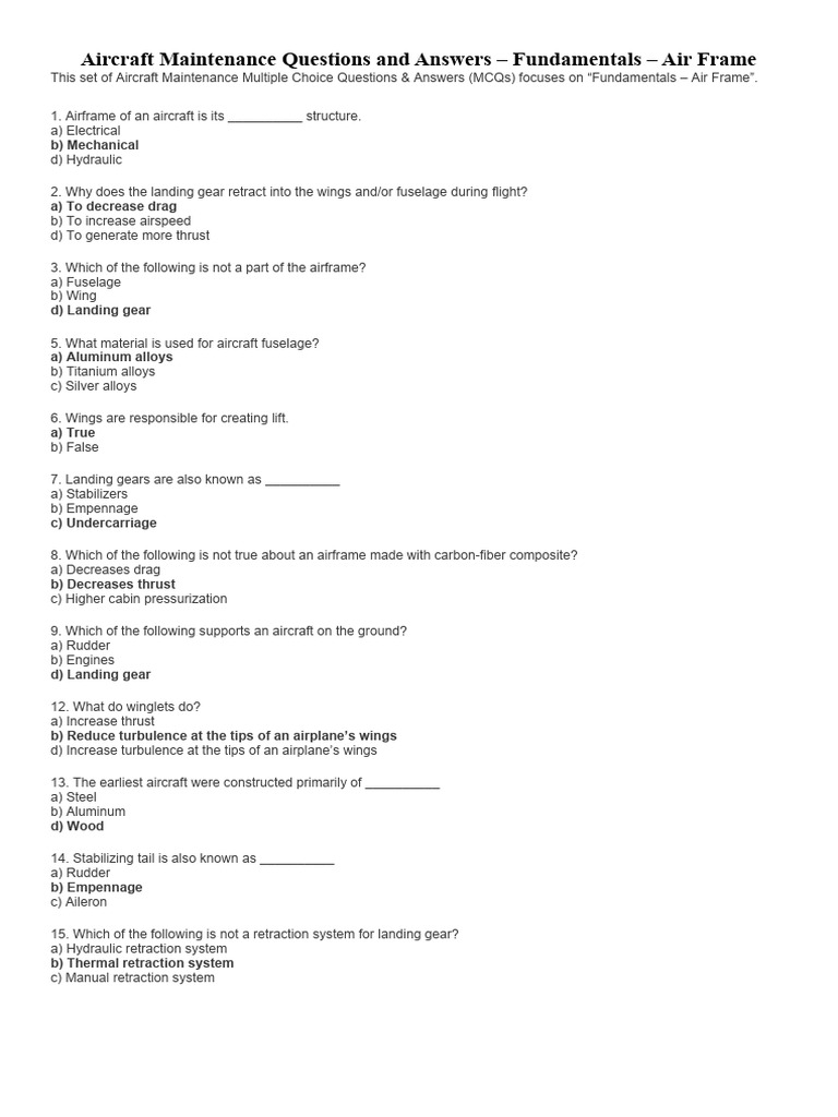 Aircraft Maintenance Questions and Answers | Download Free PDF | Flight ...