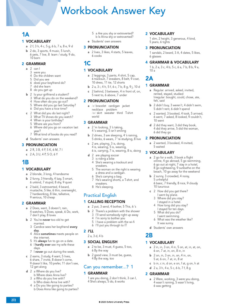 AEF 2 Workbook Answerkey | PDF | Waiting Staff