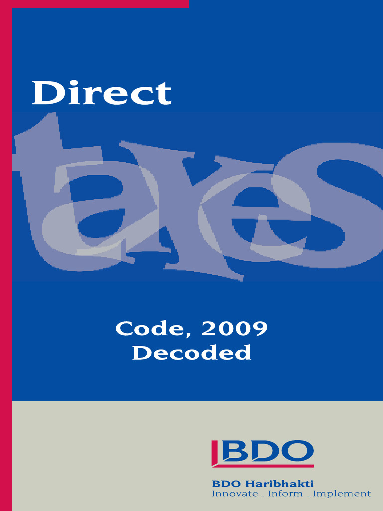 Direct Tax Booklet | PDF | Income Tax | Expense