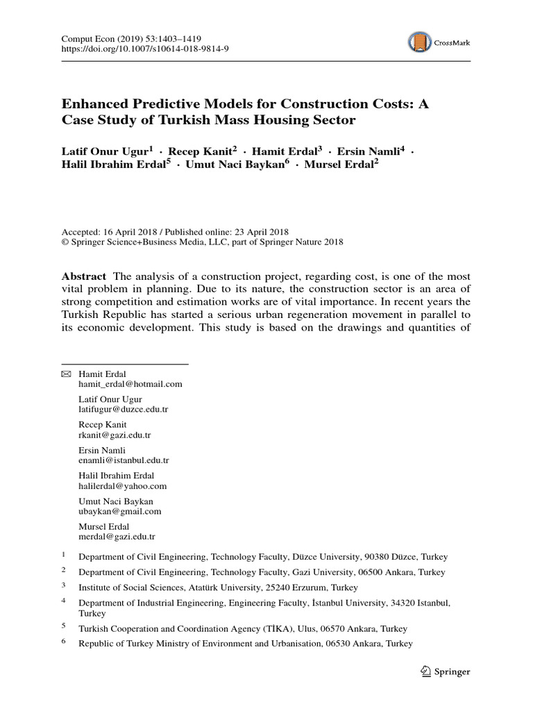 Enhanced Predictive Models For Construction Costs | PDF | Cross Validation (Statistics ...