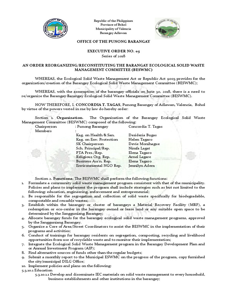 Eo 5 Beswmc | PDF | Waste Management | Environment