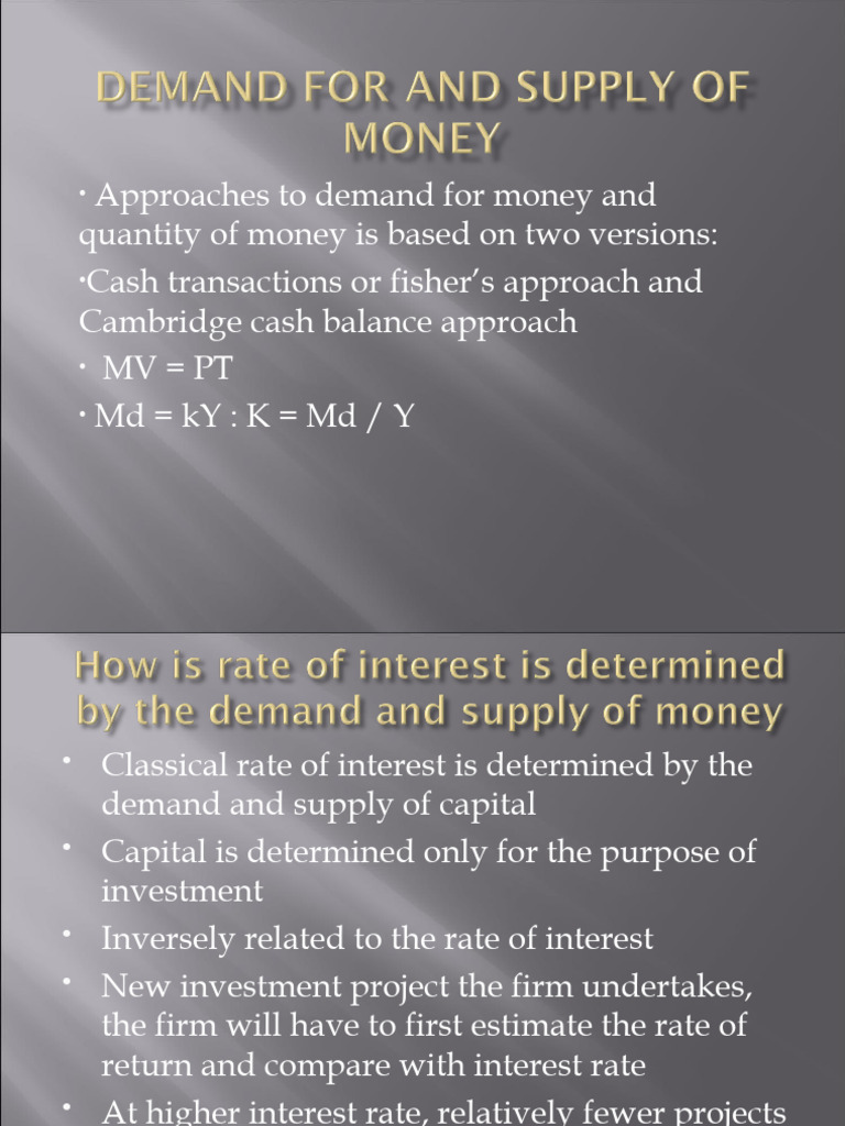 Demand For and Supply of Money | PDF | Money Supply | Demand For Money