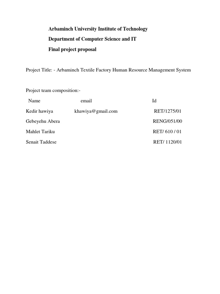 Arbaminch University Institute of Technology Department of Computer ...