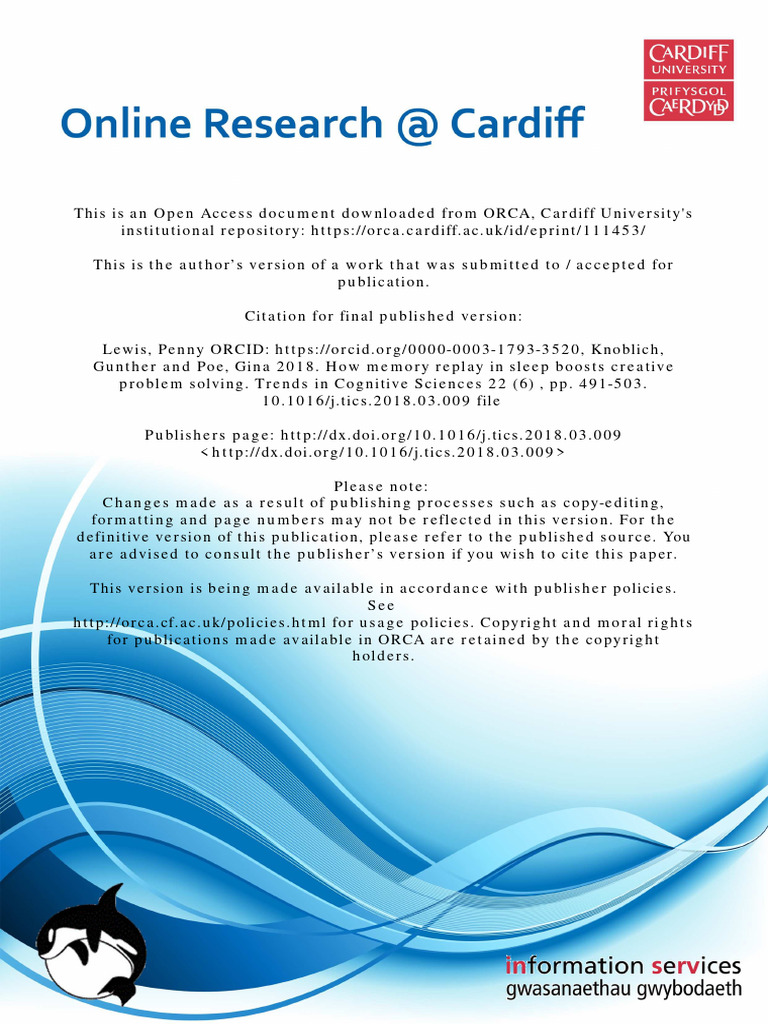 How Memory Replay in Sleep Boosts Creative Problem Solving | PDF ...