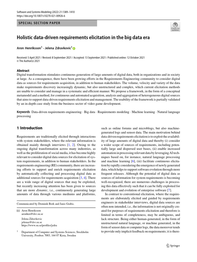 Data-Driven Requirements Elicitation | PDF | Machine Learning | Data