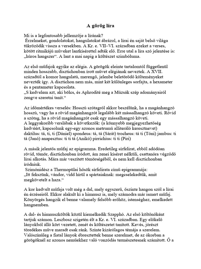 A Görög Líra - Flóra | PDF