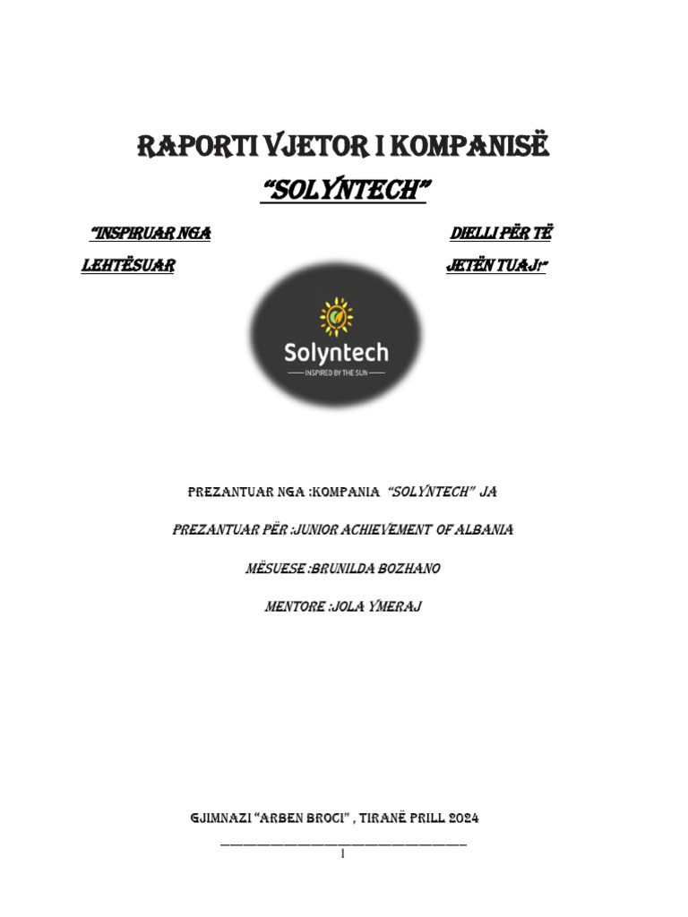 Raporti Vjetor Kompania Solyntech | PDF