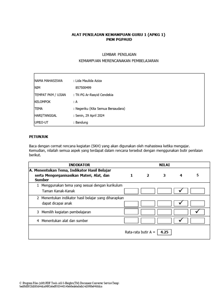 APKG PKM - PAUD 2021-Ok REVISI | PDF