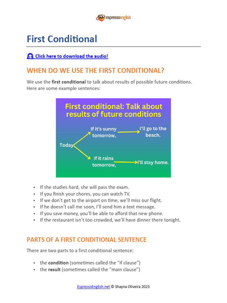 Free-PDF-First-Conditional | PDF | Linguistics | Grammar