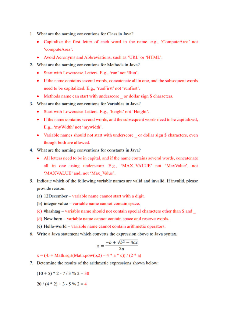 Programming Revision QA | PDF