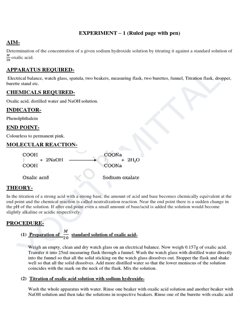 Xi Practicals | Download Free PDF | Titration | Chemistry