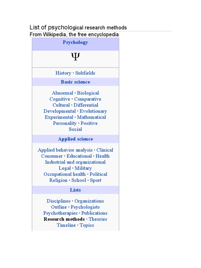List of Psychological Research Methods | PDF | Correlation And ...