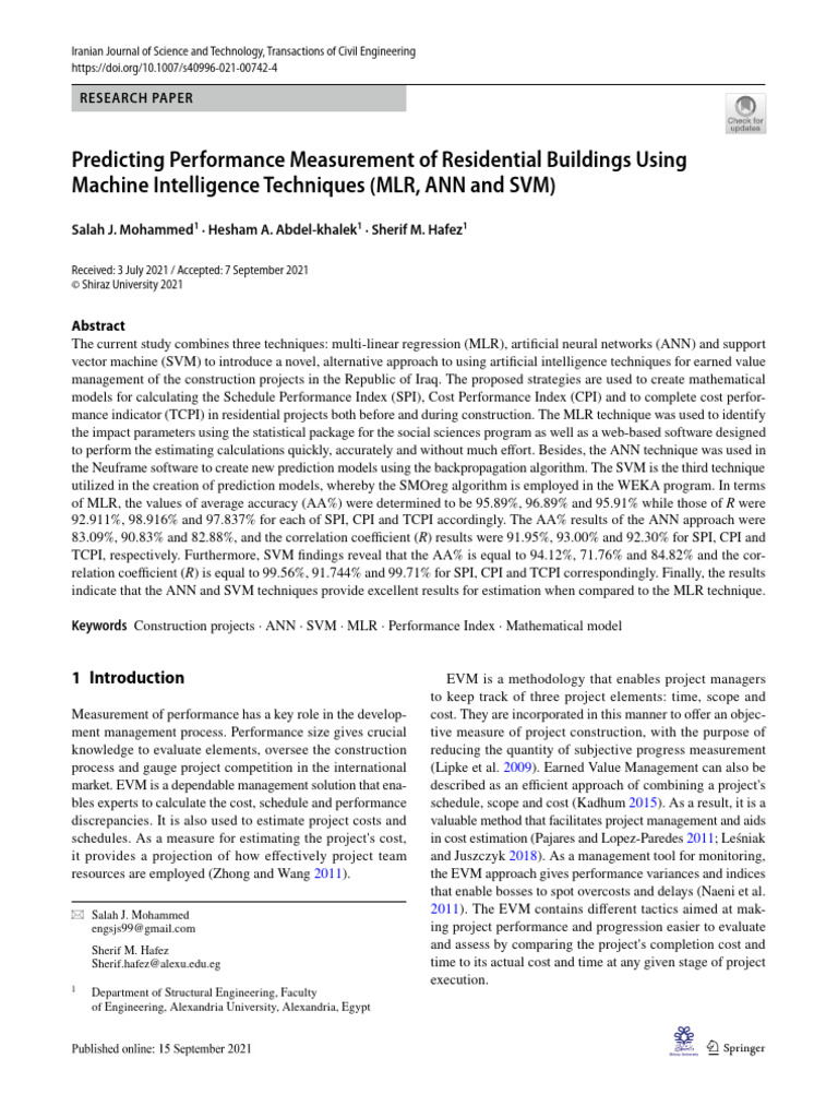 Mohammed2021 Article PredictingPerformanceMeasureme | PDF | Artificial Neural Network | Support ...