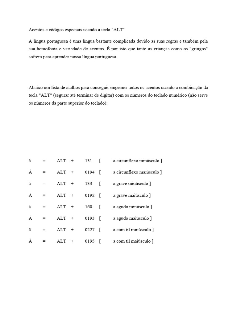 Codigos de Acentuacao! | PDF | Agrupamento | Escrita