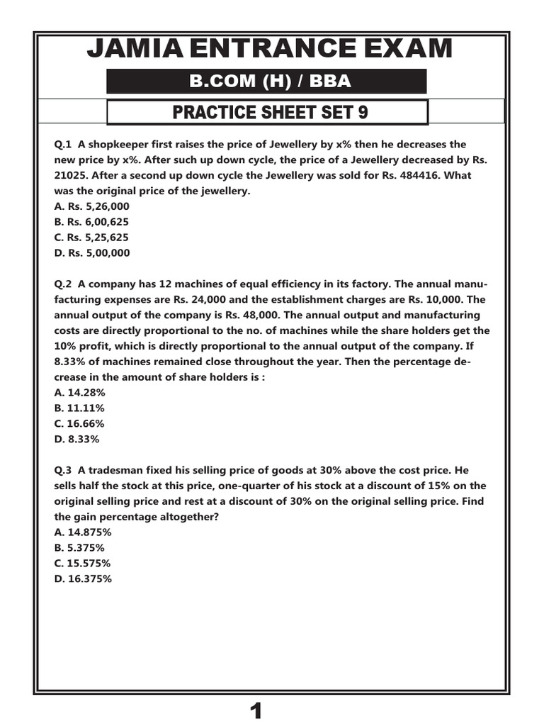 PRACTICE SHEET 9 B04 (2) | PDF | Interest