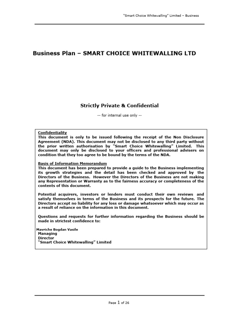 Smart Choice Whitewalling Business Plan | PDF | Sales | Marketing
