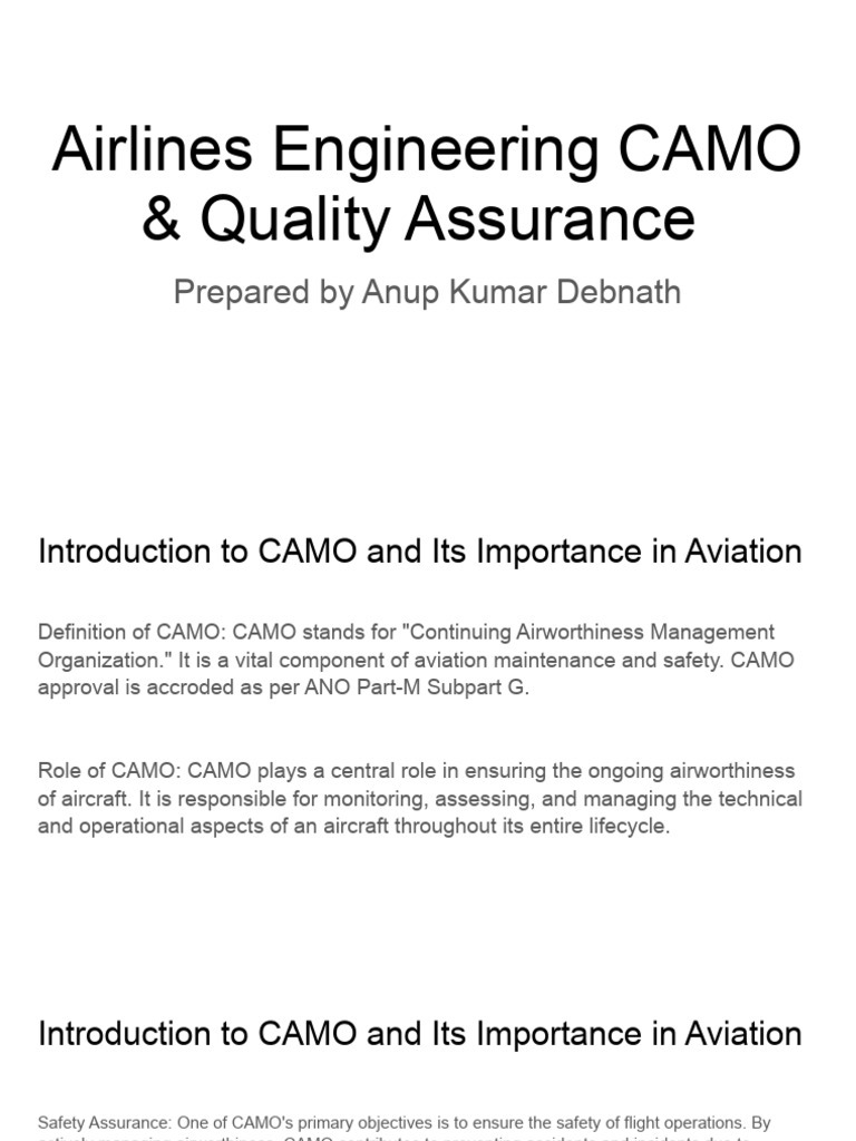 Understanding CAMO in Aviation Safety | PDF | Quality Assurance ...
