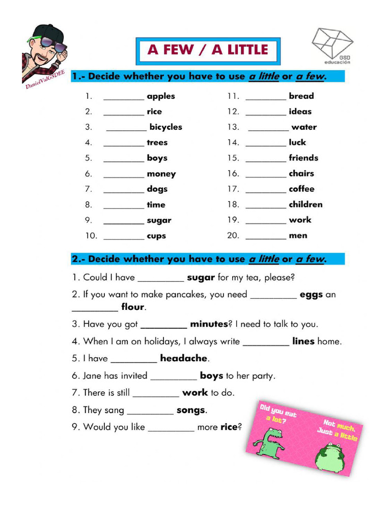 EXERCISE FEW OR LITTLE | PDF