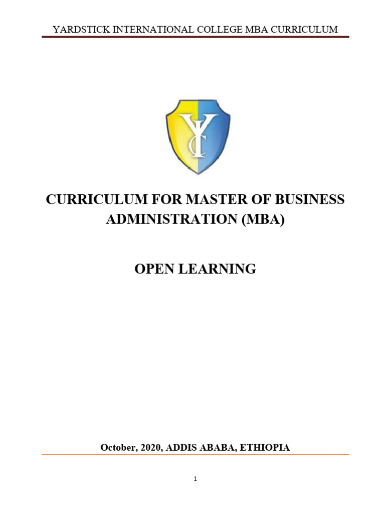 MBA Curriculum Overview at YIC | PDF | Master Of Business ...