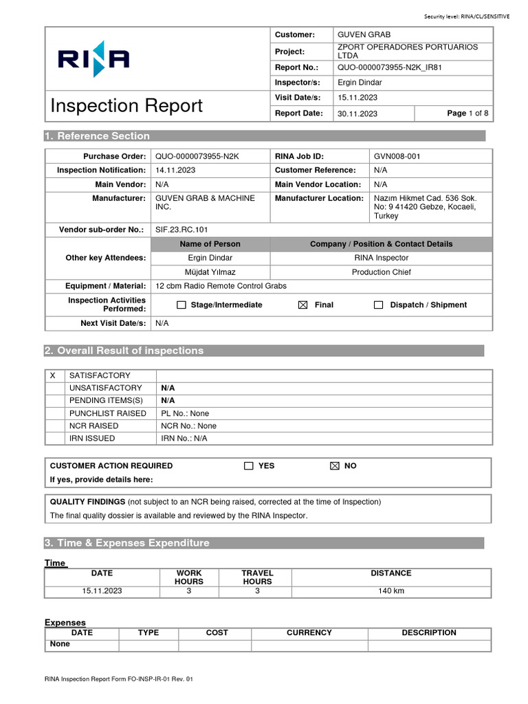 RINA Cert 4x12cbm GUVEN Radio Remote Control Grab QUO-0000073955-N2K - IR8.. | PDF | Welding ...
