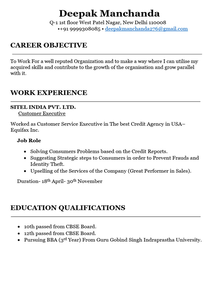 Deepak Manchanda Updated CV | PDF