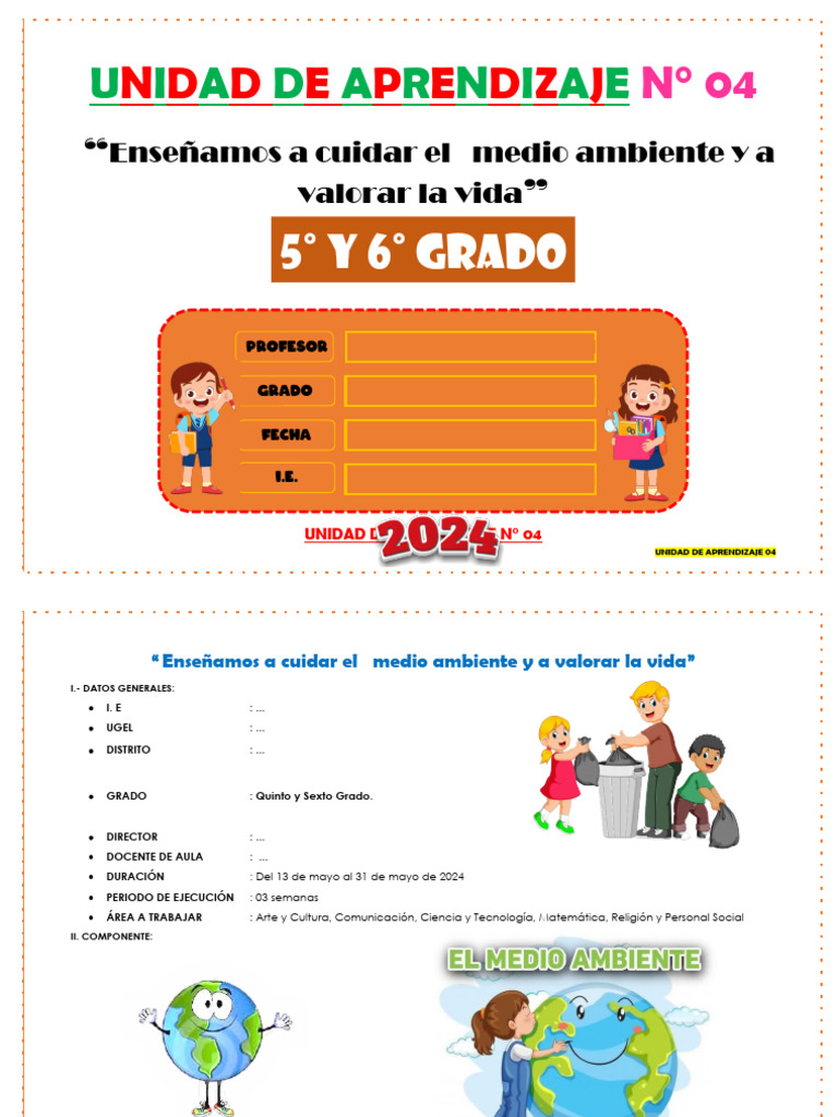 04.UNIDAD DE APRENDIZAJE V CICLO-Enseñamos A Cuidar El Medio Ambiente y ...