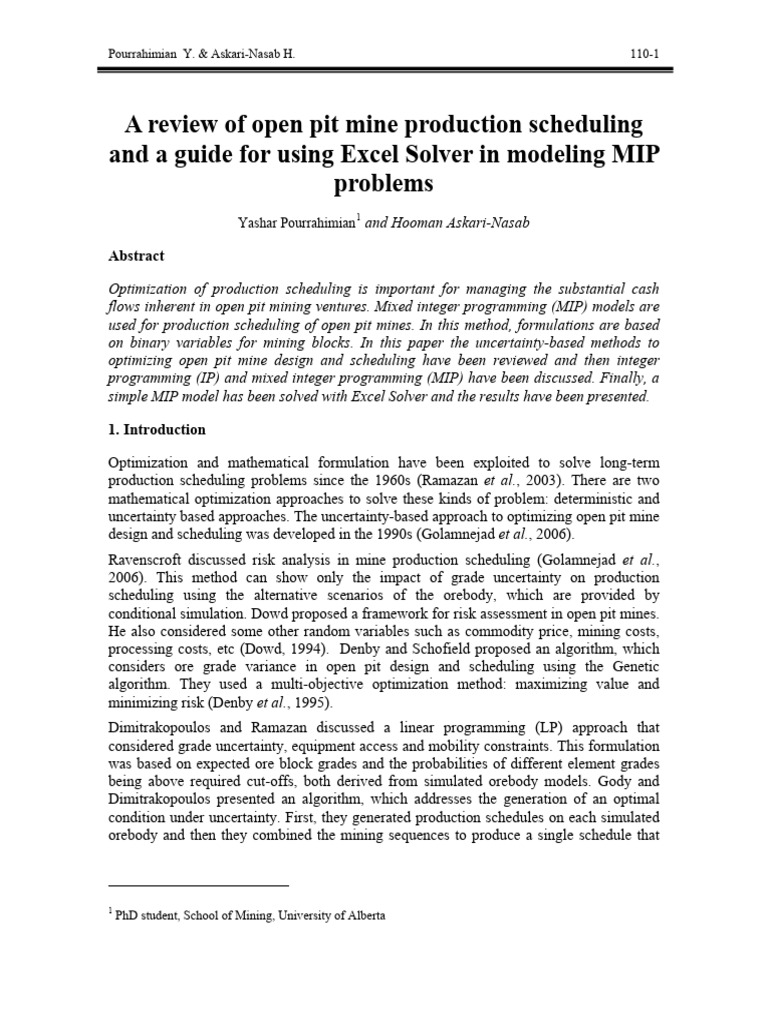 110 - Yashar - MIP With Excel Solver | PDF | Linear Programming ... 110 - Yashar - MIP With Excel Solver | PDF | Linear Programming ...
