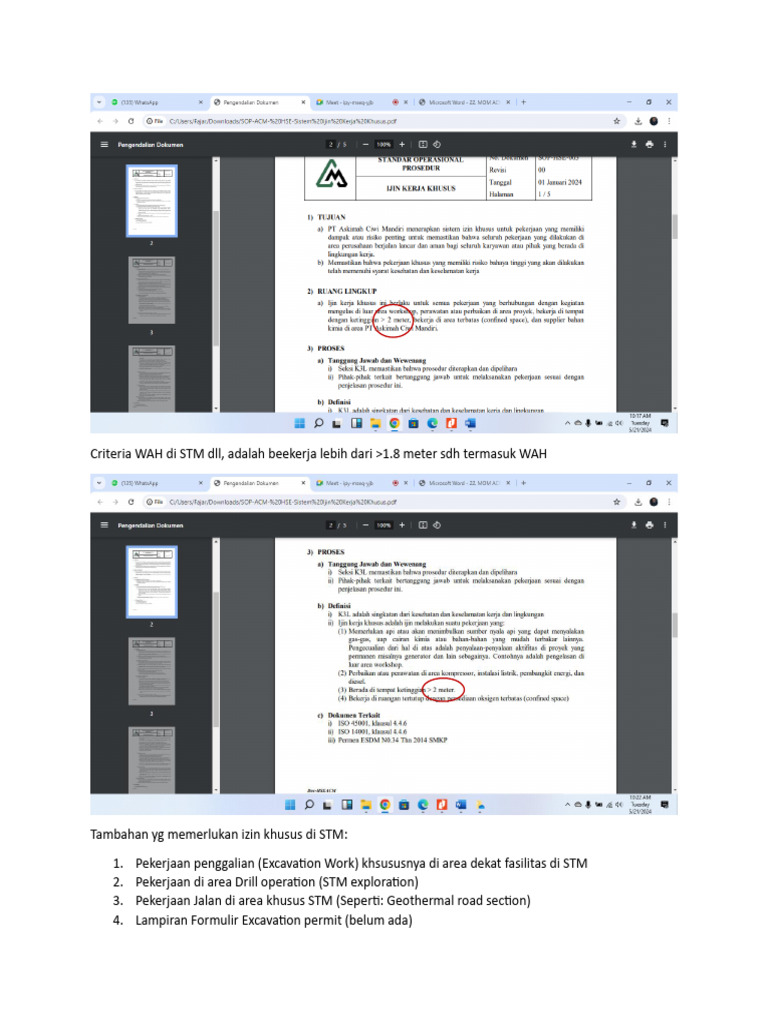 SOP Bekerja DGN Izin Khusus | PDF