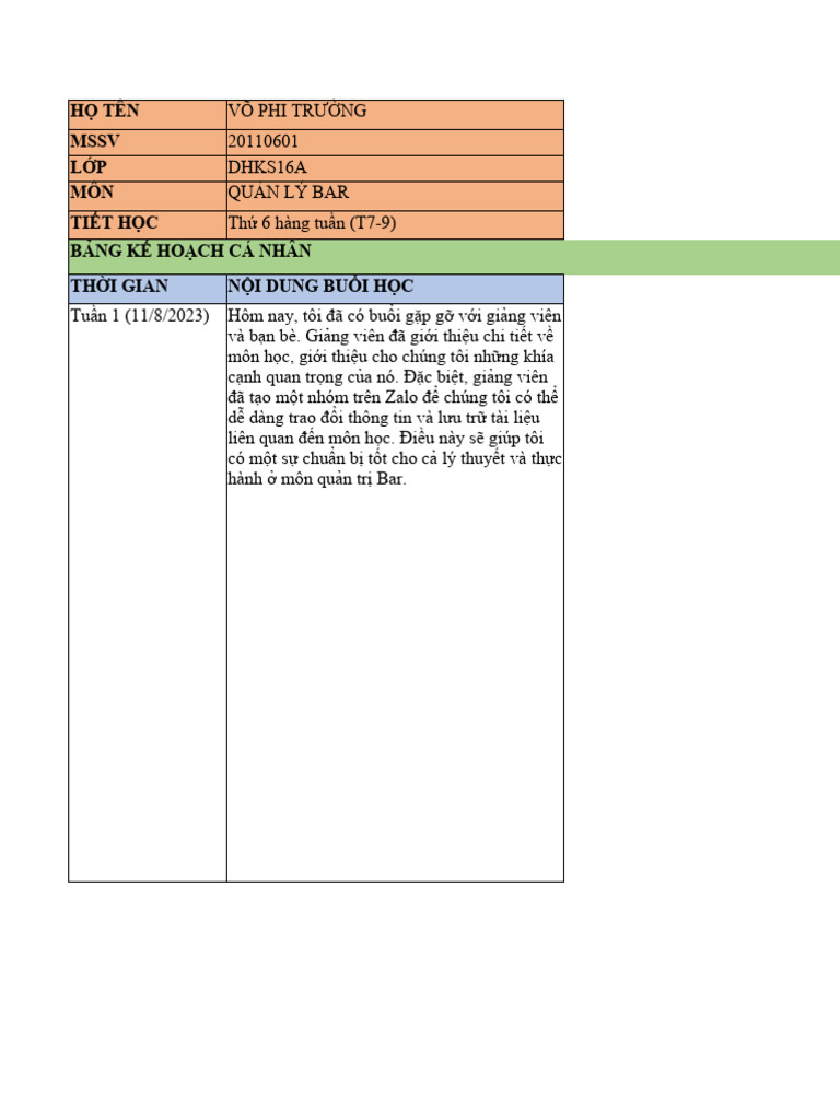 Bảng Kế Hoạch Qlb Vo Phi Truong | PDF