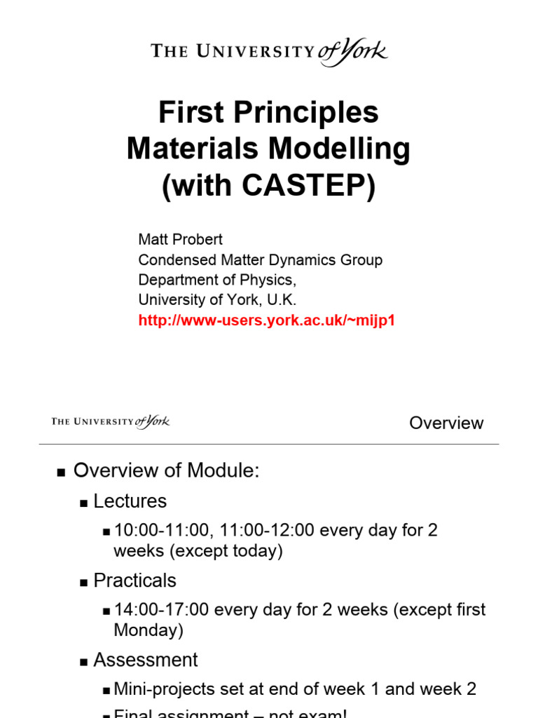 Lec1 Overview | PDF | Density Functional Theory | Quantum Mechanics